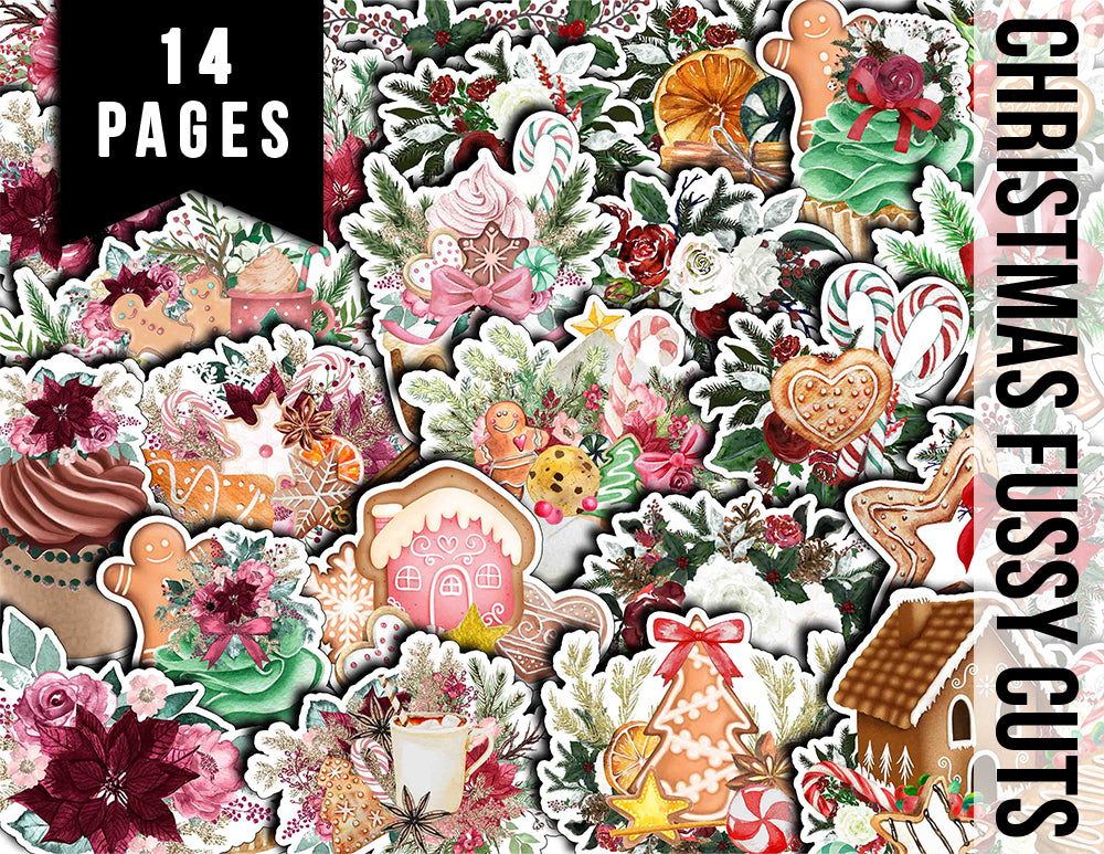Fussy Cut Christmas Ephemera -14pg Digital Download- Pink Christmas, S ...
